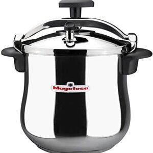 MAGEFESA ® Star B fast pressure cooker, 10.6 Quart, with rounded bottom, made in 18/10 stainless steel, suitable for all types of stovetops, included indution, 3 heavy security systems, 8 psi