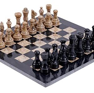 Radicaln Handmade Black and Coral Full Marble Chess Board Game Set - Staunton Marble Tournament Two Players Full Chess Game Table Set - Non Wooden - Non Backgammon