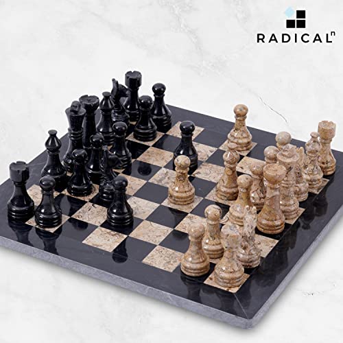 Radicaln Handmade Black and Coral Full Marble Chess Board Game Set - Staunton Marble Tournament Two Players Full Chess Game Table Set - Non Wooden - Non Backgammon