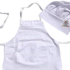 Children Chef Set Apron Hat Small (Small (Fits 2-7 Year Olds)) White