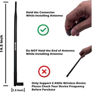 TECHTOO 9dBi Omni WiFi Antenna with RP-SMA Connector for Wireless Network Router/USB Adapter/PCI PCIe Cards/IP Camera/Wireless Range Extender(2-Pack)