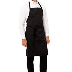 Chef Works Unisex Bib Apron without Pockets, Black, One Size