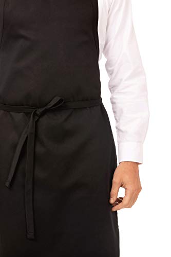 Chef Works Unisex Bib Apron without Pockets, Black, One Size