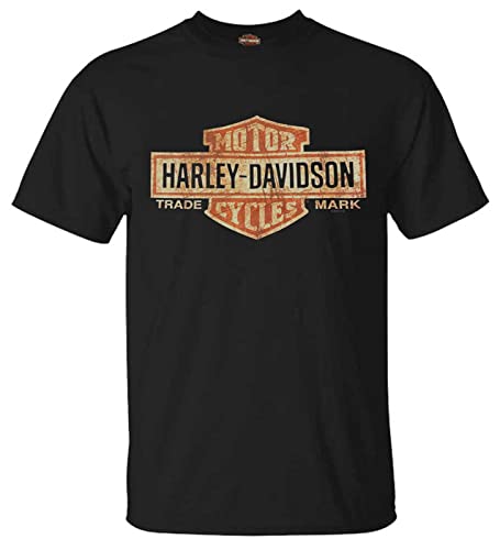 Harley-Davidson Men's Distressed Elongated Bar & Shield Black Tee 30296553 (XL)