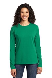 port & company ladies long sleeve core cotton tee xl kelly