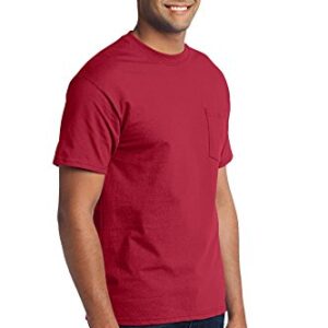 Port & Company Men's 50/50 Cotton/Poly T Shirt with Pocket 5XL Red