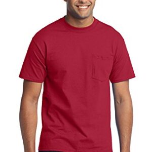 Port & Company Men's 50/50 Cotton/Poly T Shirt with Pocket 5XL Red