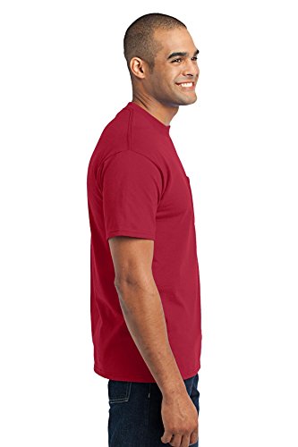 Port & Company Men's 50/50 Cotton/Poly T Shirt with Pocket 5XL Red