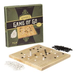 go set with natural wood board | portable 29 x 29cm (11.4" x 11.4") set | complete set of 361 stones | 19x19 grid layout, portable size for travel | 2-player - classic chinese strategy board game