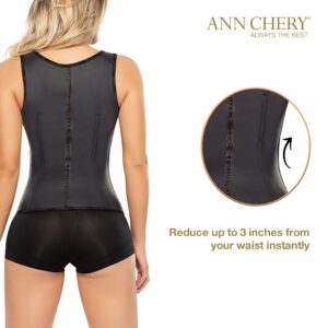 Ann Chery Corset Waist Trainer for Women’s Weight Loss - Colombian Waist Cincher With Straps - 3 Hook Vest Body Shaper (Black, Medium)