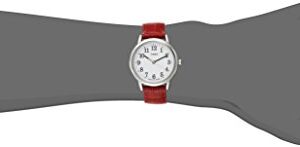 Timex Women's TW2P68700 Easy Reader Red Croco Pattern Leather Strap Watch, Red/Silver-Tone, Round, Easy Reader 30mm