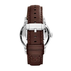 Fossil Men's Townsman Automatic Stainless Steel and Leather Two-Hand Skeleton Watch, Color: Silver, Brown (Model: ME3061)