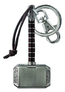 marvel comics avengers thor's hammer pewter keychain key ring with clip