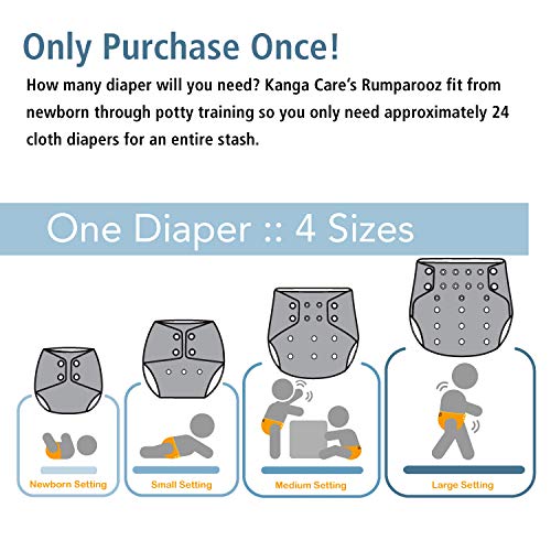 Kanga Care Rumparooz Cloth Diaper Reusable One Size Pocket Diaper with Patented Inner Double Gusset Adjustable 4 Sizes in 1 Diaper + 2 pcs Microfiber Insert Soaker (6-40+ lbs) - Clyde