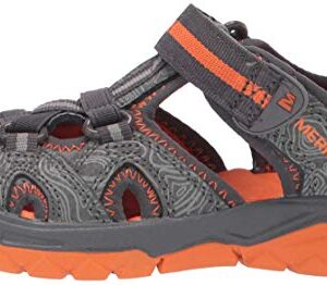 Merrell Kid's Unisex Hydro Sport Sandal, Grey/Orange,11 Big Kid