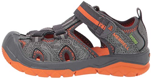 Merrell Kid's Unisex Hydro Sport Sandal, Grey/Orange,11 Big Kid