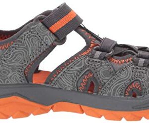 Merrell Kid's Unisex Hydro Sport Sandal, Grey/Orange,11 Big Kid