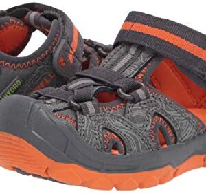 Merrell Kid's Unisex Hydro Sport Sandal, Grey/Orange,11 Big Kid