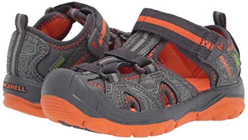 Merrell Kid's Unisex Hydro Sport Sandal, Grey/Orange,11 Big Kid