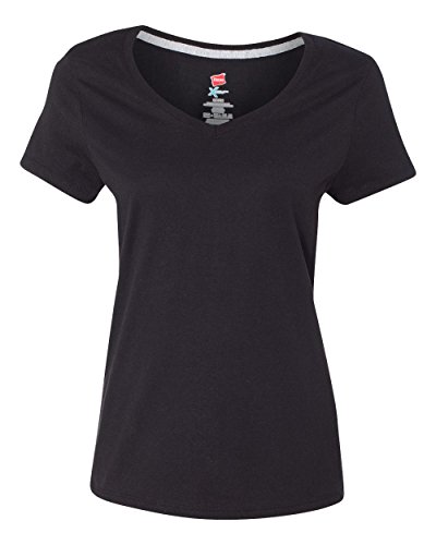 Hanes womens X-temp V-neck T-shirt novelty t shirts, Black, X-Large US