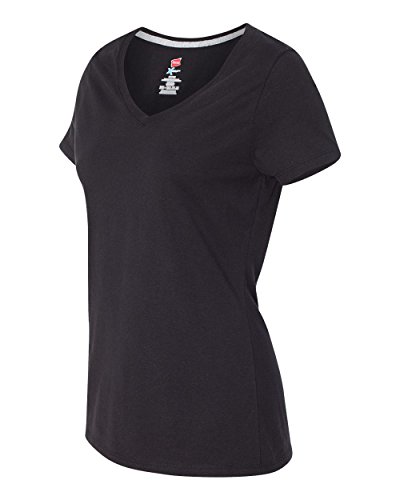 Hanes womens X-temp V-neck T-shirt novelty t shirts, Black, X-Large US