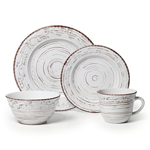 Pfaltzgraff Trellis White 16-Piece Stoneware Dinnerware Set, Service for 4