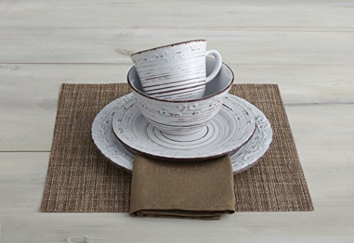 Pfaltzgraff Trellis White 16-Piece Stoneware Dinnerware Set, Service for 4