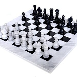 RADICALn 15 Inches Large Handmade White and Black Weighted Marble Full Chess Game Set Staunton and Ambassador Style Marble Tournament Chess Sets for Adults