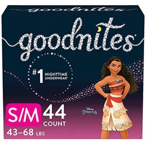 goodnites nighttime bedwetting underwear, girls' s/m (43-68 lb.), 44 ct