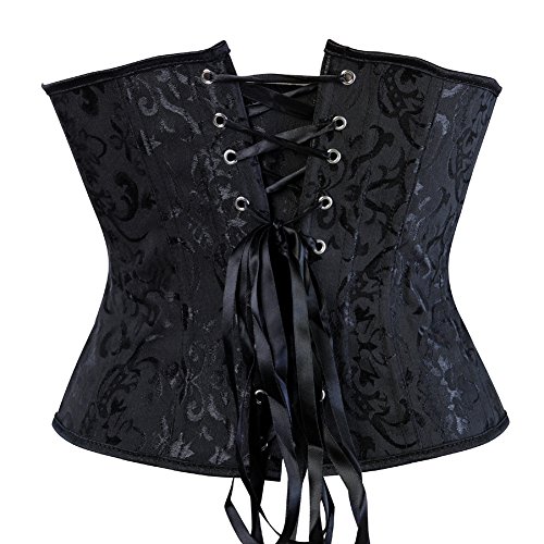 frawirshau Women's 9427 Lace Up Boned Underbust Waist Trainer Corset XX-Large Black