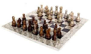 radicaln 15 inches fossil coral and dark brown weighted handmade marble most popular chess board games set - classic style staunton home decor chess set