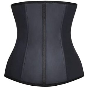 YIANNA Waist Trainer for Women Tummy Control Latex Underbust Waist Cincher Corset Sport Girdle Hourglass Body Shaper,(Black, S)