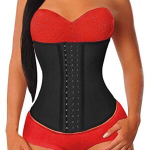 YIANNA Waist Trainer for Women Tummy Control Latex Underbust Waist Cincher Corset Sport Girdle Hourglass Body Shaper,(Black, S)