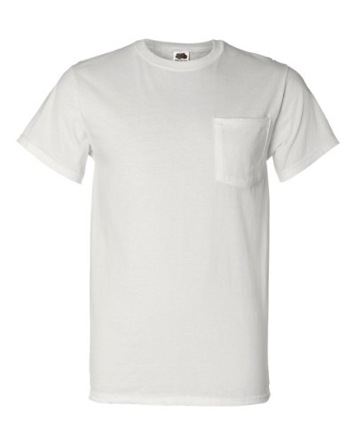 Fruit of the Loom 5 oz. 100% Heavy Cotton HD Pocket T-Shirt (3931P) White, XL