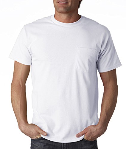 Fruit of the Loom 5 oz. 100% Heavy Cotton HD Pocket T-Shirt (3931P) White, XL