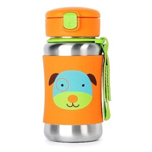 skip hop toddler sippy cup with straw, zoo stainless steel straw bottle, dog