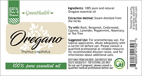 Oregano Essential Oil – 1/6 fl oz (5 ml) Glass Bottle – 100% Pure Essential Oil - GreenHealth