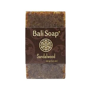 bali soap - sandalwood natural soap - bar soap for men & women - bath, body and face soap - vegan, handmade, exfoliating soap - 6 pack, 3.5 oz each