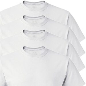 Fruit of the Loom Men's Tag-Free Cotton Undershirts, Regular-Crew-4 Pack White, Small