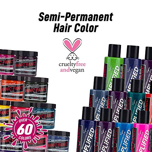 MANIC PANIC Siren’s Song Hair Color - Amplified - Semi Permanent Hair Dye - Neon Blue Green Color - Glows in Blacklight - Vegan, PPD & Ammonia Free - For Coloring Hair on Women & Men