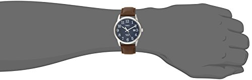 Timex Men's TW2P75900 Easy Reader 38mm Brown/Silver-Tone/Blue Leather Strap Watch