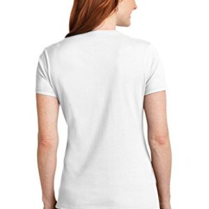 Hanes Womens 4.5 Oz., 100% Ringspun Cotton Nano-T V-Neck T-Shirt (S04V)- White,Large