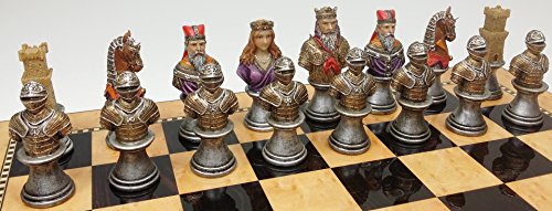 Medieval Times Crusades RED & Green Busts Set of Chess Men Pieces Hand Painted