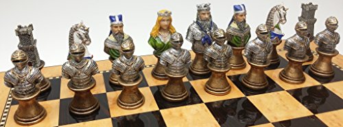 Medieval Times Crusades RED & Green Busts Set of Chess Men Pieces Hand Painted