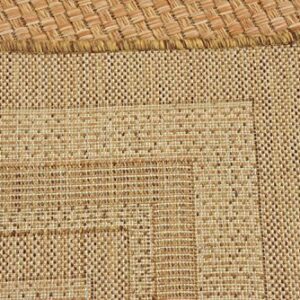 Unique Loom Outdoor Border Collection Area Rug - Multi Border (7' 1" x 10' Rectangle, Tan/ Light Brown)