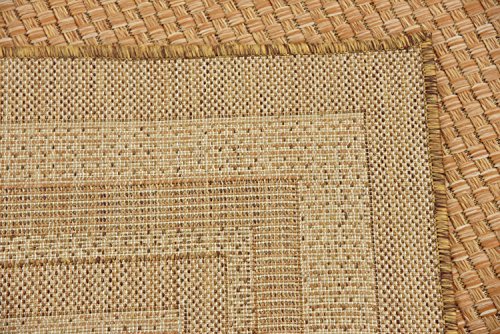 Unique Loom Outdoor Border Collection Area Rug - Multi Border (7' 1" x 10' Rectangle, Tan/ Light Brown)