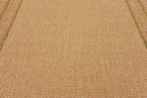 Unique Loom Outdoor Border Collection Area Rug - Multi Border (7' 1" x 10' Rectangle, Tan/ Light Brown)