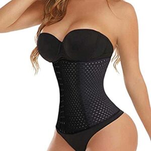 waist trainer corset for weight loss sport workout body shaper tummy fat burner, black, medium (waist 26.7-29inch)