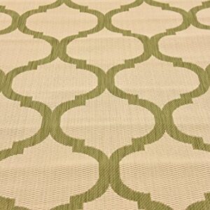 Unique Loom Outdoor Trellis Collection Area Rug - Moroccan (7' 1" x 10' Rectangle, Beige and Olive/ Beige)