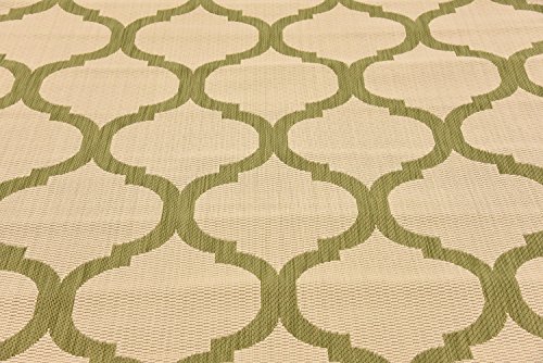 Unique Loom Outdoor Trellis Collection Area Rug - Moroccan (7' 1" x 10' Rectangle, Beige and Olive/ Beige)